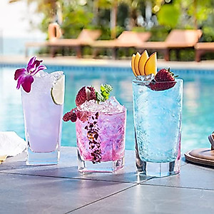 Everyday Drinking Glasses Set of 8 Drinkware Kitchen Glasses for Cocktail, Iced Coffee, Beer, Ice Tea, Wine, Whiskey, Water, 4 Tall Highball Glass Cups & 4 Short Old Fashioned Drinking Glass