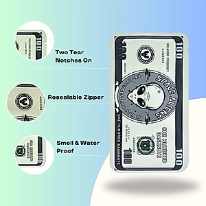 Generic 100 Pack Money Designed Space Aliens Storage Baggies Resealable 3.5 Gram Snack Candy Bags 3.15 x 5.5 inches