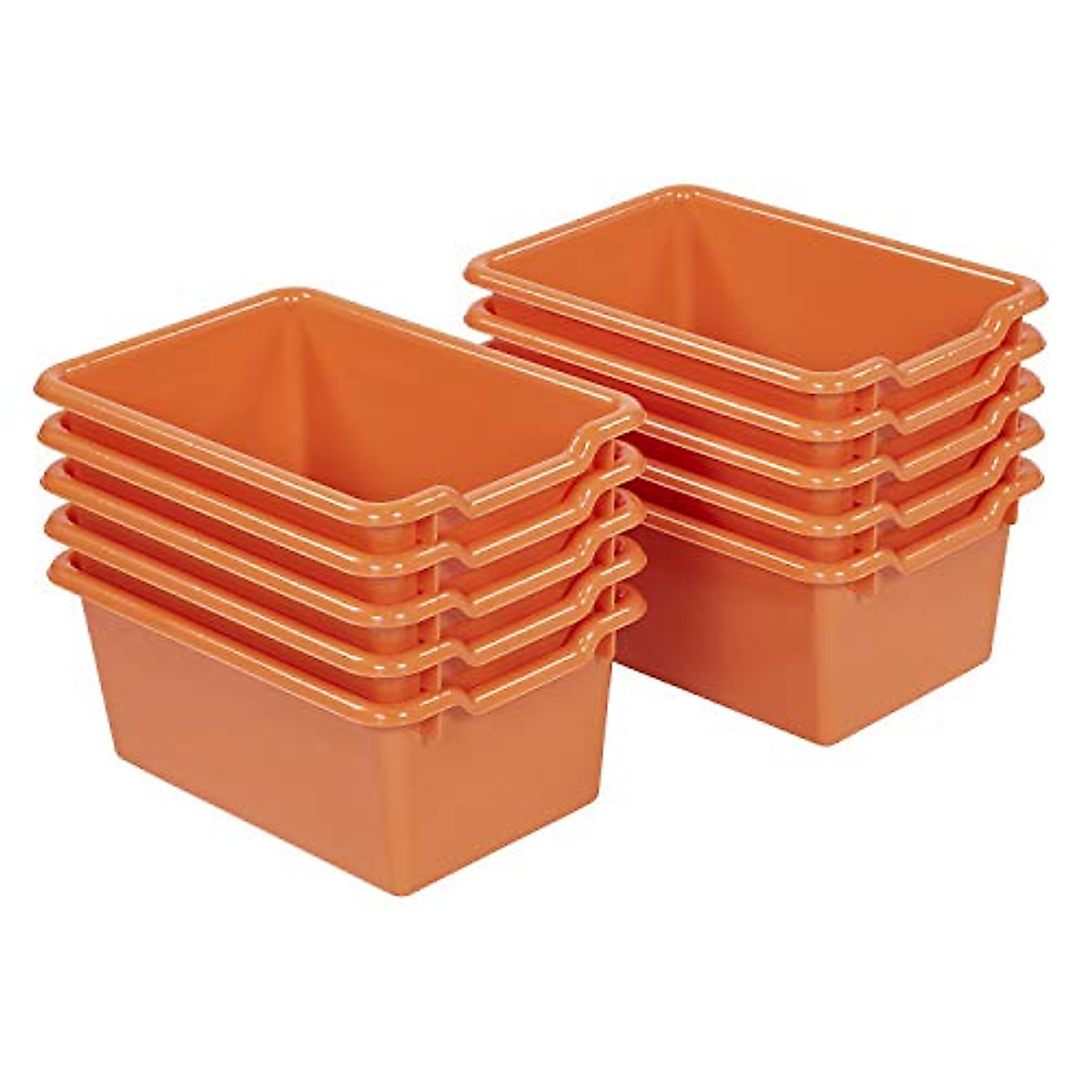 ECR4Kids Scoop-Front Storage Bins, Easy-to-Grip Design Storage Cubbies, Kid Friendly and Built to Last, Pairs with ECR4Kids Storage Units, 10-Pack, Orange
