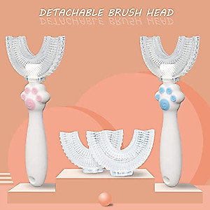 Dream Star U-Shaped Toothbrush Kids, 3 PCS Food Grade Soft Silicone Brush Head Toddler Toothbrush, 360° Oral Teeth Cleaning Design, Manual Full Mouth Toothbrush for Kids 6-12 Years Old (Blue)