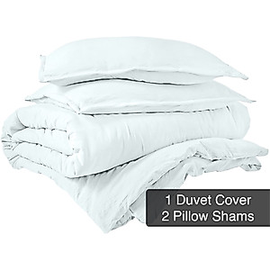 ROYALE White Duvet Cover Full Size - 3 Piece Bedding Comforter Covers - Button Closure - 1 Full Duvet Covers 80x90 inches and 2 Pillow Shams - No Comforter Included