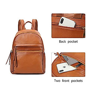 Kattee Genuine Leather Backpack Purse for Women Multi-functional Elegant Daypack Soft Leather Shoulder Bag Office, Shopping, Trip - Brown
