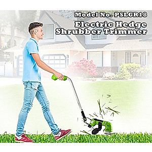 SereneLife Handheld Hedge Trimmer | Cordless Hedge Trimmer | Push Grass Cutter Shears W/ 7.2V Rechargeable Batteries | Telescoping Roller Handle Arm | Changeable Blades