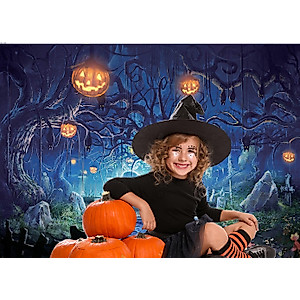 CYLYH 8X6FT Halloween Backdrop Halloween Theme Party Background Pumpkin Lantern Horror Spooky Night Photography Backdrop Halloween Decoration Background D187