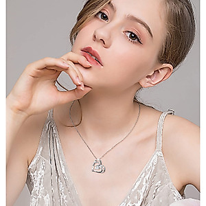 DAOCHONG S925 Sterling Silver Granddaughter Heart Pendant Necklace Jewelry Gift from Grandma Grandmother Granddaughter Birthday
