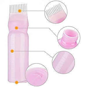 120Ml Applicator Bottle Hair Colour Brush Hair Oil Bottle with Graduated Brush Applicator Bottle Comb Root Comb Salon Hair Coloring Tool (2 Pack Purple)