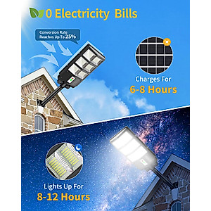 EOSRUJU Solar Street Lights Outdoor Waterproof, 30000LM 6500K Solar Parking Lot Lights, Dusk to Dawn Solar Lights with Motion Sensor & Remote, Wide Angle Solar Lights for Parking Lot, Yard, Patio