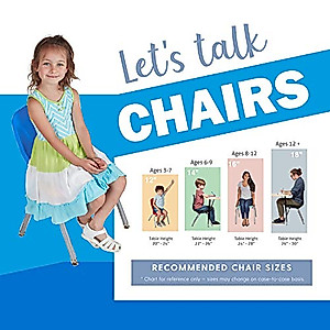 FDP 12" Contour School Stacking Student Chair, Ergonomic Molded Seat Shell with Powder Coated Silver Frame and Swivel Leg Glides; for in-Home Learning or Classroom - Navy/Powder Blue (4-Piece)