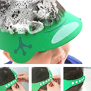 Adjustable Visor Cartoon Shampoo Shower Bathing Protection Cap for Toddler, Baby, Kids, Children, Set of 3