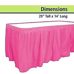 Plastic Table Skirt, 29 inches by 14 feet | Party Dimensions | Hot Pink