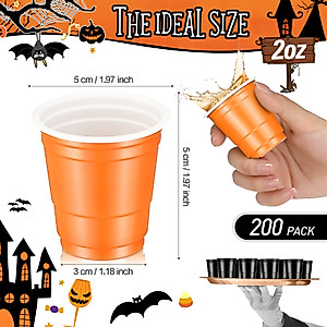 Yinkin Halloween Plastic Shot Glasses Bulk 2 oz Disposable Mini Shot Cups for Halloween Party Supplies Bachelorette Birthday Tasting Serving Samples(Black, Orange, Purple,150 Pcs)