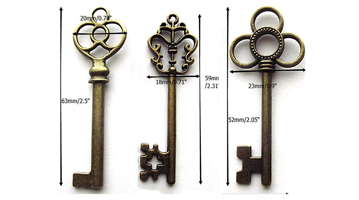 Large Antique Bronze Skeleton Keys (Set of 30) | Aokbean