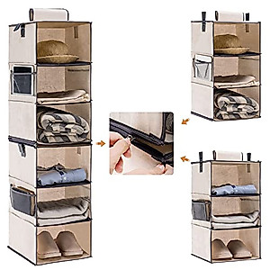 YOUDENOVA 4-Shelf Hanging Closet Organizer & Two 3-Shelf Separable Closet Hanging Shelves