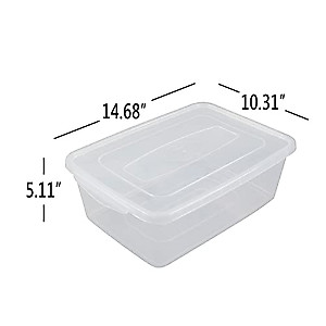 Hommp 4-Pack 14 L Clear Storage Box, Plastic Storage Bin