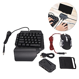 RGB One Hand Mechanical Gaming Keyboard and Mouse, USB Wired 35 Keys Gaming Keyboard Mouse Combo with Mobile Game Controller Adapter Converter for Smartphone(Mix Pro+F6 Keyboard+G2
