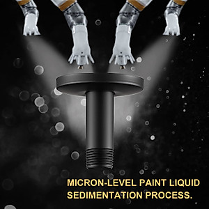 OFFO Shower Arm with Flange 3 Inches Ceiling Mount Replacement Rain Shower Head Straight Arm Ceiling-Mounted For Fixed Shower Head & High Pressure Rain Matte Black