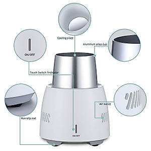 YJHome Cooler Cup Electric Cooling Cup Holder Plug in Mini Desk Refrigerator Portable Mug for Beverage Cola Beer Wine Drink Chiller 350ML, White