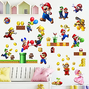 Mario Wall Sticker Children's Cartoon Bedroom Background Wall Decoration Self-Adhesive Wall Sticker PVC
