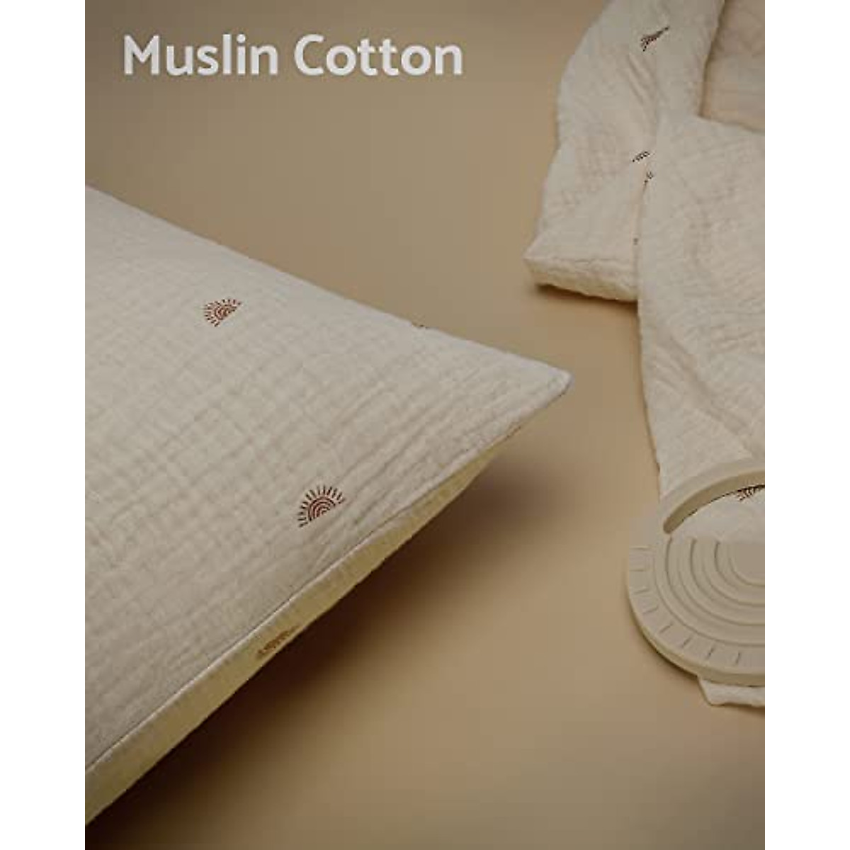 Blissful Diary Toddler Pillow with Muslin Cotton Pillowcase, 13x18 Kids Pillows for Sleeping and Traveling, Crib Pillow, Small Pillow for Kids, Toddler Bed Pillows (Rainbow)