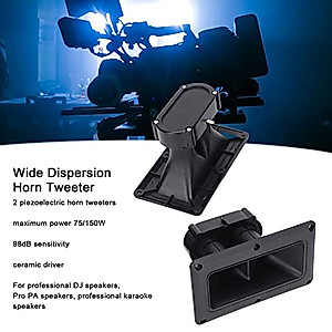 Horn Tweeter 75-150 Watts Dual Drive Ceramic High Sensitivity Piezoelectric Speaker Horn, 2 Piece