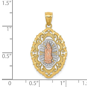 Diamond2Deal 14k Tri color Gold Our Lady of Guadalupe Pendant
