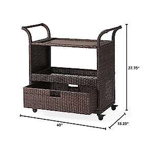Christopher Knight Home Corona Outdoor Wicker Bar Table Cart, Multibrown