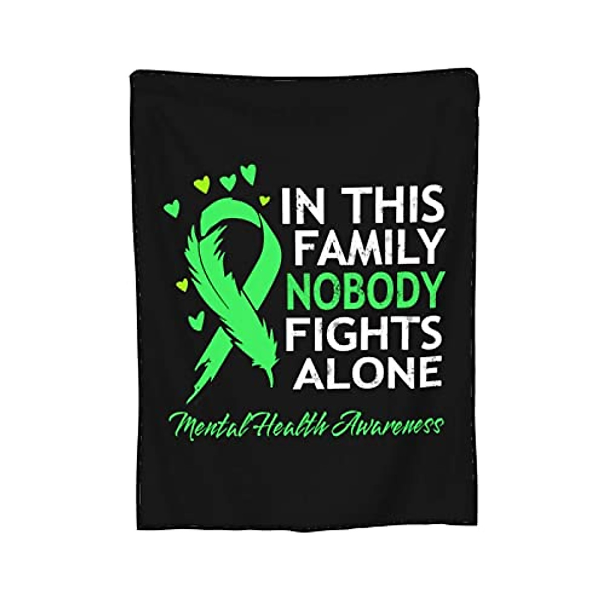in This Family Nobody Fights Alone Mental Health Awareness Flannel Fleece Throw Blanket ,Softest Super Fluffy Bed Plush Blanket Throw, Sofa Luxury Cozy Couch Blanket 80"x60"