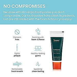 Himalaya Botanique Neem & Pomegranate Toothpaste, Original Formula for Brighter Teeth and Fresh Breath, 0.74 oz, Fluoride Free, TSA Approved Travel Size, 10 Pack