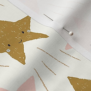 Spoonflower Fabric - Stars Pink Gold Star Smile Cute Printed on Petal Signature Cotton Fabric by The Yard - Sewing Quilting Apparel Crafts Decor