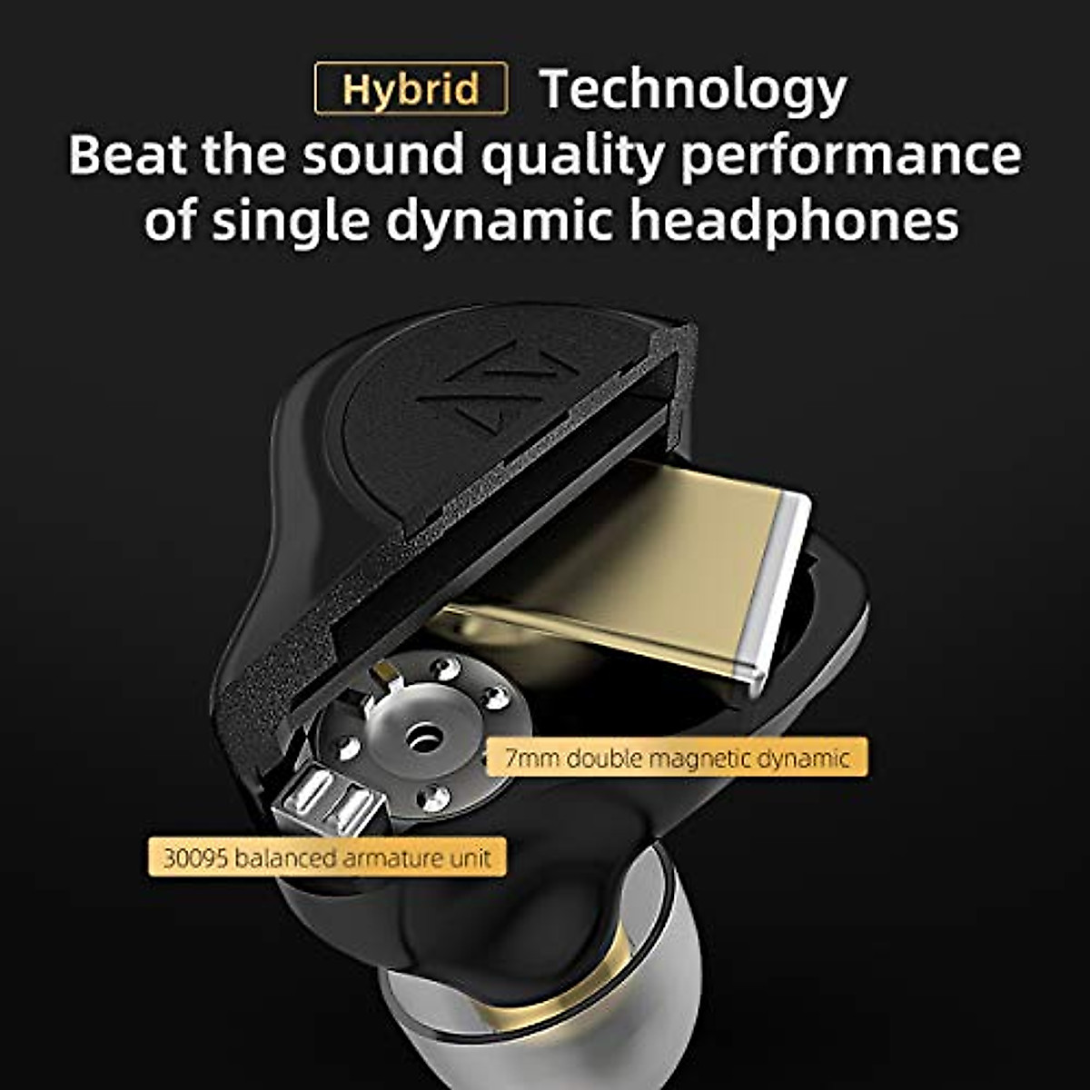 KZ S2 Hybrid Dual Driver in Ear Earphones, TWS True Wireless Bluetooth 5.0 Earbuds with Microphone, 1DD+1BA HiFi Headsets for Sports/Workout/Game/Music (White)