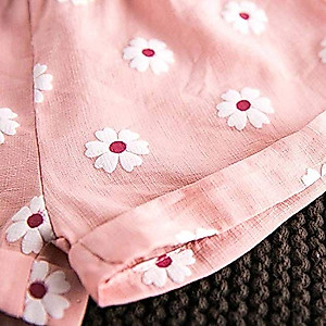 Happy Town Toddler Kids Baby Girls Outfits Clothes T-Shirt Blouse Tops and Floral Shorts Pants Suit 2PCS Set (2T, Pink)