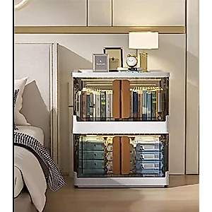 Zjmhmy-Plastic storage box with lid Collapsible storage box with wheels Stackable storage box Storage box for clothes, toys and books (2 packs)