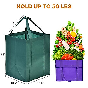 JERIA 24-Pack Reusable Grocery Bags，Large Washable Foldable Shopping Bags，Heavy Duty Tote Bags with Reinforced Handles