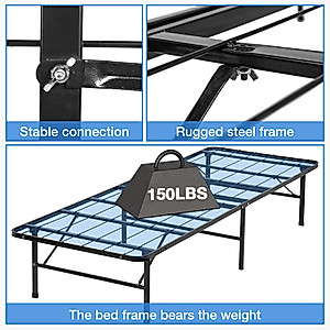 Black Metal Bed Frame Platform Twin Size 14 Inch Heavy Duty Steel Box Spring Mattress Foundation with Storage