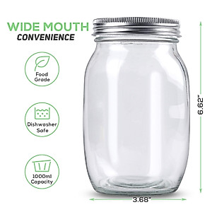 Seed Sprouting Jar Kit | 2 Wide Mouth Mason Jars & Stainless Steel Screen Lids,Tray,Stand and Canning Brush | Sprouter Set to Grow Broccoli, Alfalfa,Organic Microgreens Sprouts & Mung Bean (White)