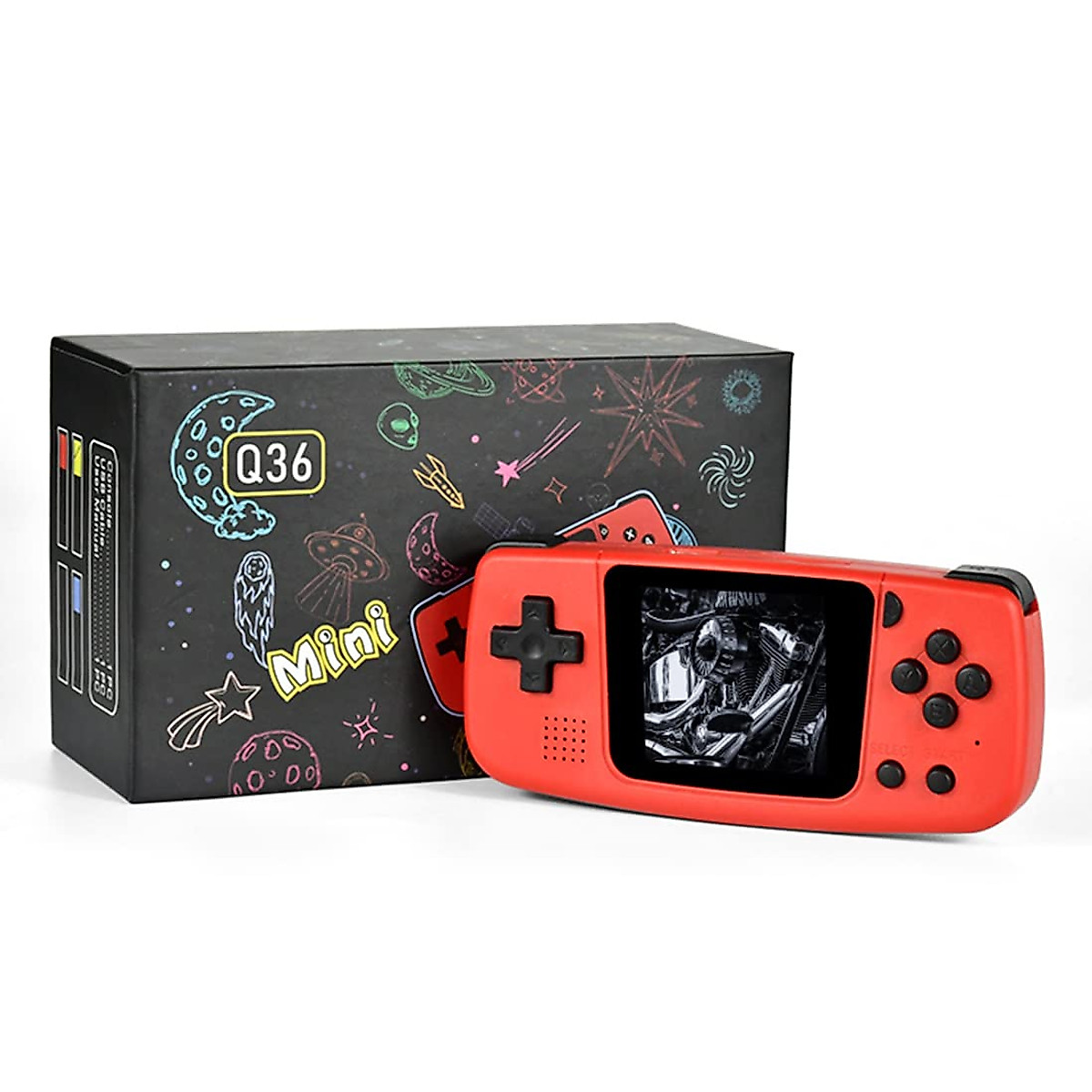 HKYRD Powkiddy Q36 Mini Handheld Game Console Retro Open Source System 32G/2000 Games (Red)