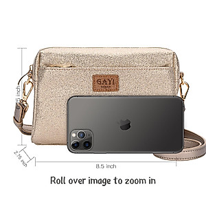 GAYI URBAN Glitter Crossbody Bags for Women, Sparkle Shoulder Handbags with Chain, Ladies Clutch Purses with Zipper Closure (Champagne)