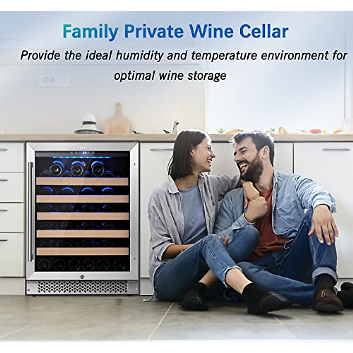 Yeego 24inch Wine Cooler,Wine Fridge 54 Bottle Wine Refrigerator with Professional Compressor Fits Large Bottles Low noise Built in or Freestanding Wine Fridge