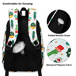 Yusudan Cactus Girls School Backpack, 3 in 1 Set Kids Teens School Bag Bookbag with Lunch Bag Pencil Case