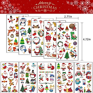 Christmas Temporary Tattoo Santa Claus Kids Tattoo Stickers 116 Pieces Waterproof Reindeer Candy Tree Socks Fake Tattoos Decoration for Girls Christmas Gift Makeup Party Face Body Tattoo Accessories