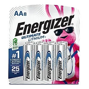 Energizer AA Lithium Batteries, World's Longest Lasting Double A Battery, Ultimate Lithium (8 Battery Count)