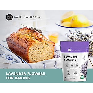 Dried Lavender Flowers for Tea and Soap Making (4oz) - Kate Naturals. USDA Organic Dried Flowers From Lavender Plant for Lavender Tea & Lemonade. Culinary Lavender and Edible Lavender Buds.