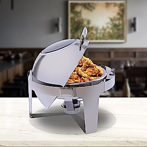 Chafing Dish Buffet Warmer, Stainless Steel 6L Roll top Chafing Dish Round Food Warming Tray Electric & Alcohol Heating, Chafing Dish Buffet Set for Parties, Dinners and Catering