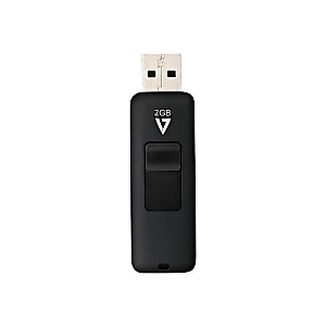 V7 2GB USB 2.0 Flash Drive with Retractable USB Connector - VF22GAR-3N, Black