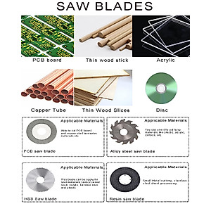 Mini Table Saw, RTOVZON 96W Mini Desktop Electric Saw Cutter 7.1"x5.5", Cut Thickness Adjustable Precision Craft Table Saw with Speed & Angle Adjust 4* Blades, Available for Wood/PCB/Acrylic/Plastic