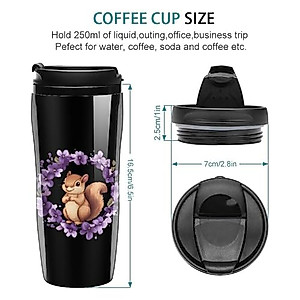 Squirrel Flower Circle Travel Coffee Mug Reusable Coffee Cup Tumbler with Lid for Outdoor 350ml