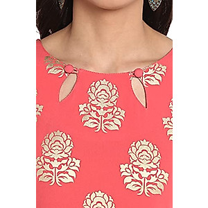 Janasya Indian Women's Tunic Tops Crepe Kurti for Women(JNE3261-KR-L)