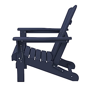 KINGYES Folding Adirondack Chair, HDPE All-Weather Adirondack Chair, Navy
