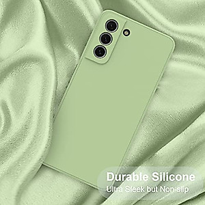 LEKEVO Compatible with Samsung Galaxy S21 FE 5G Case, Smooth Soft Liquid Silicone Case, Gel Rubber Shockproof Full Body Protective Phone Cover for Samsung S21 FE (Matcha Green)