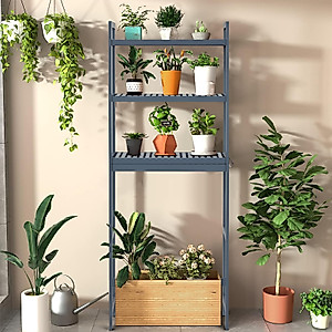 Elepude Over The Toilet Storage Storage Cabinet Rack 3-Tier Bamboo Bathroom Organizer with Adjustable Shelves Multifunctional Storage Rack Space-Saving,Grey